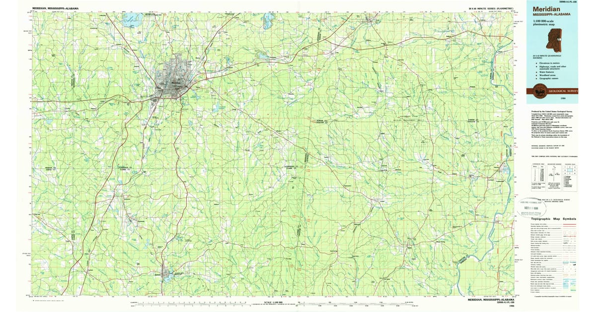 1984 Map of Meridian, MS — High-Res | Pastmaps
