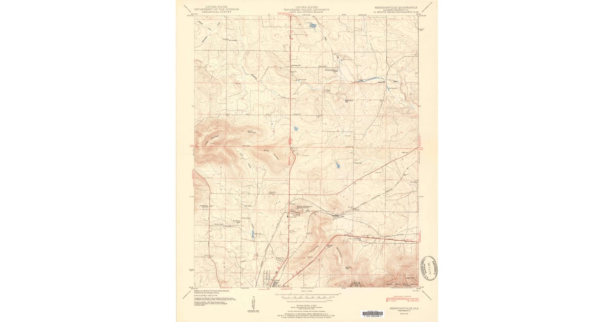 1951 Map of Meridianville, AL — High-Res, 1951 Print #2 | Pastmaps