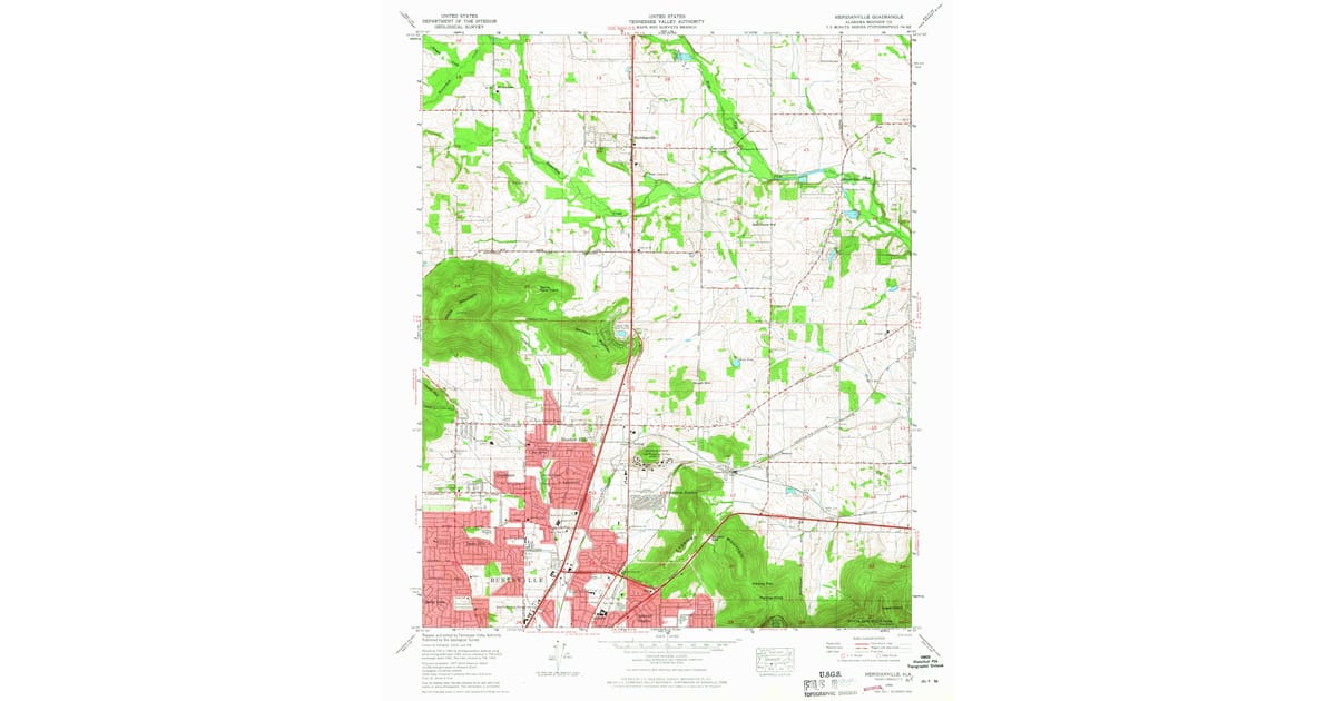 1964 Map of Meridianville, AL — High-Res | Pastmaps