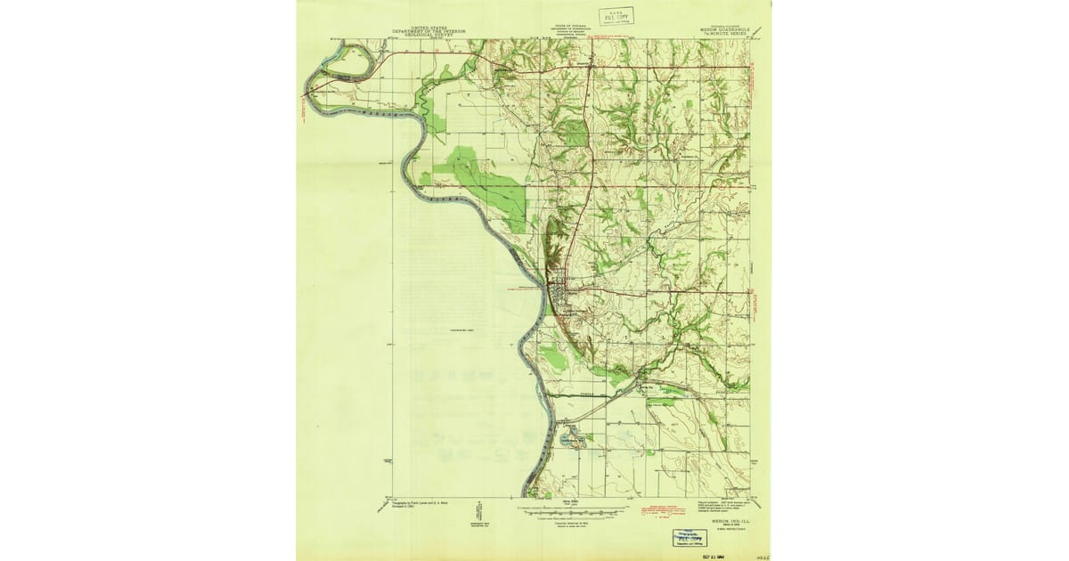 1943 Map of Merom, IN — High-Res, 1943 Print #2 | Pastmaps
