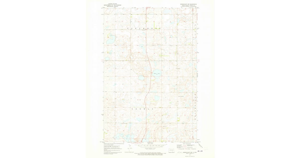 1971 Map of Merricourt NW, Dickey County, ND — High-Res | Pastmaps