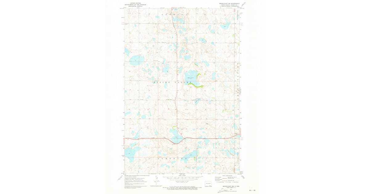 1971 Map of Merricourt SW, Dickey County, ND — High-Res | Pastmaps