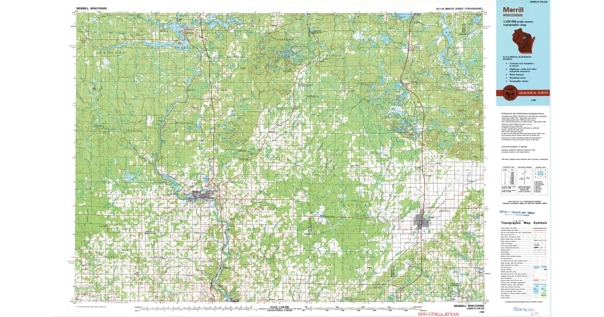 1990s Maps of Oneida County, WI | Pastmaps