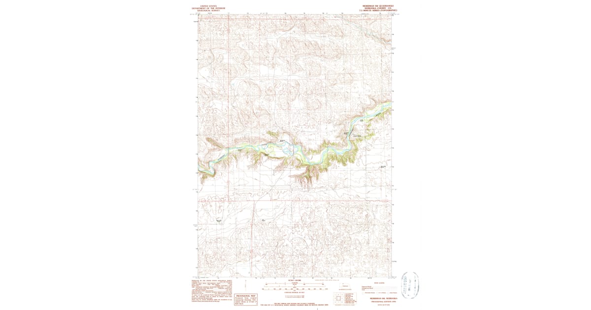1990 Map of Merriman SW, Cherry County, NE — High-Res | Pastmaps