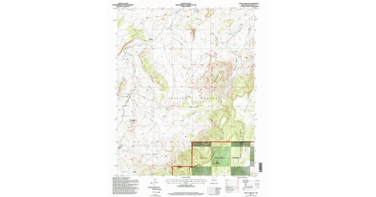 1995 Map of Mesa Cortada, McKinley County, NM — High-Res | Pastmaps