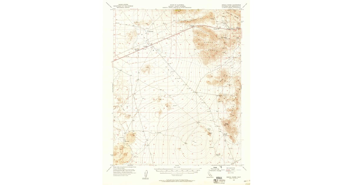 1955 Map of Mescal Range, San Bernardino County, CA — High-Res | Pastmaps