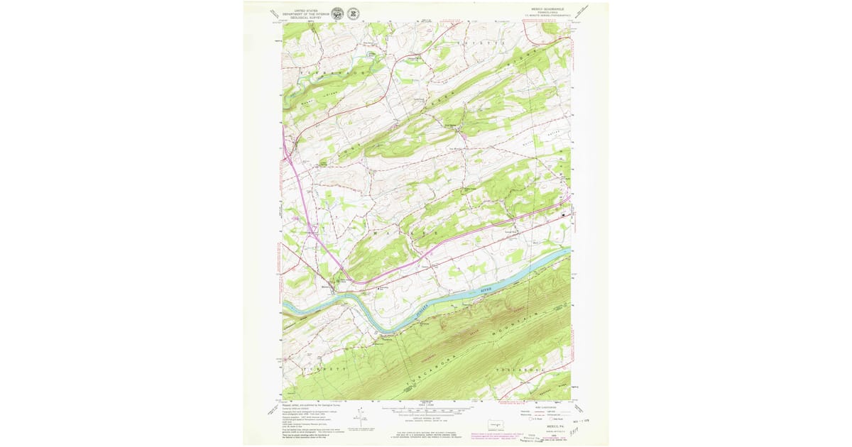 1959 Map of Mexico, PA — High-Res, 1979 Print | Pastmaps