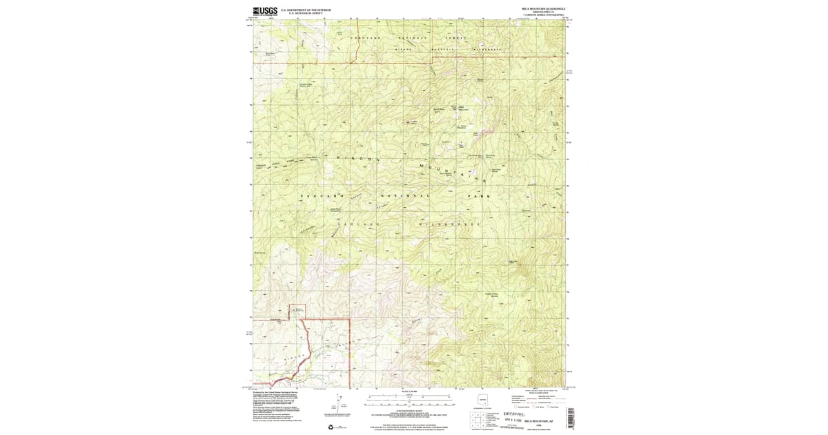1996 Map of Mica Mountain, Pima County, AZ — High-Res | Pastmaps