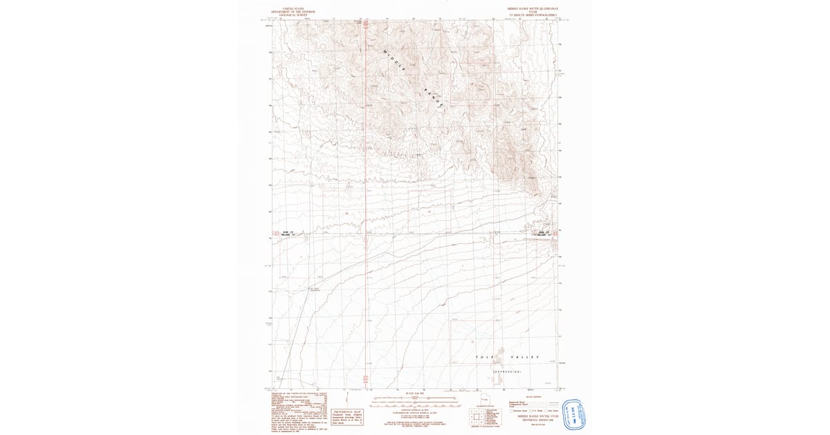 1991 Map of Middle Range South, Juab County, UT — High-Res | Pastmaps
