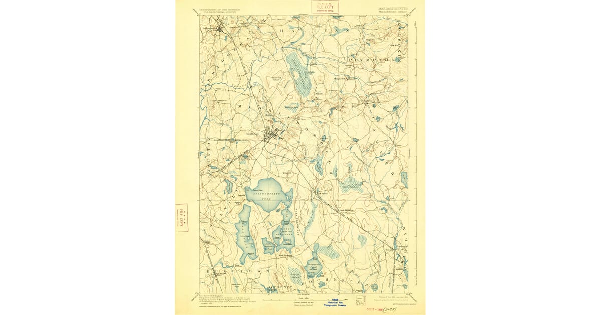 1893 Map of Middleboro, Plymouth County, MA — High-Res, 1925 Print ...