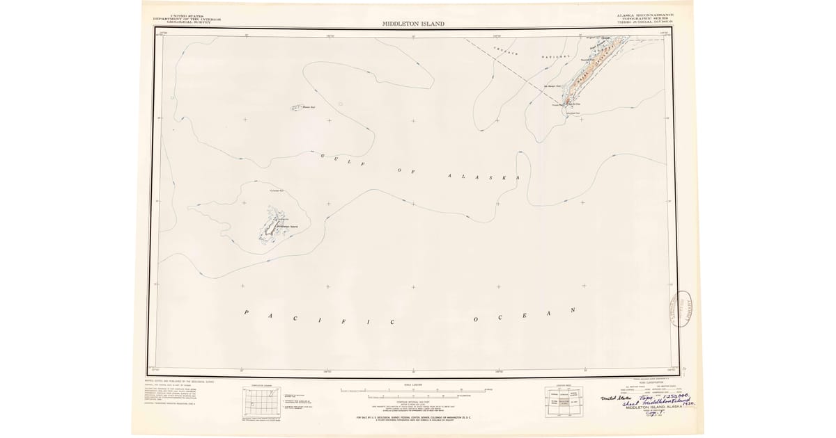 1950 Map of Middleton Island, Alaska — High-Res | Pastmaps