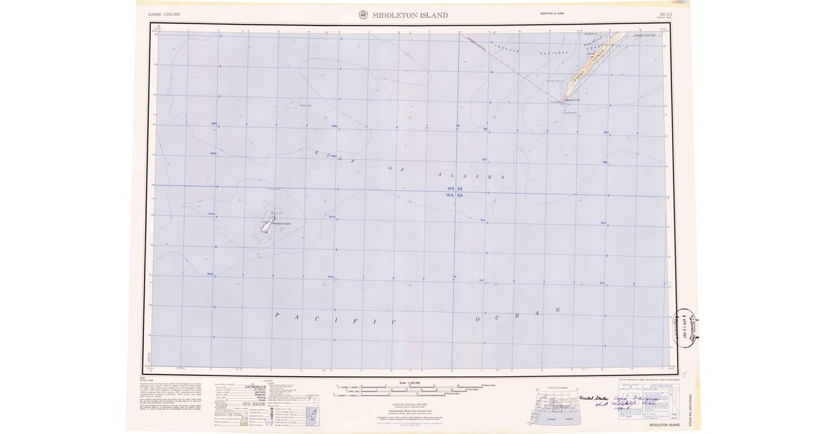 1965 Map of Middleton Island, Alaska — High-Res | Pastmaps