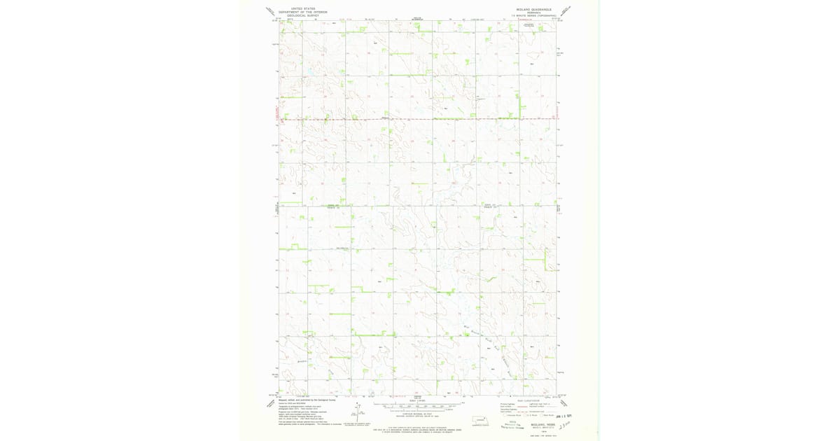 1974 Map of Midland, Pierce County, NE — High-Res | Pastmaps