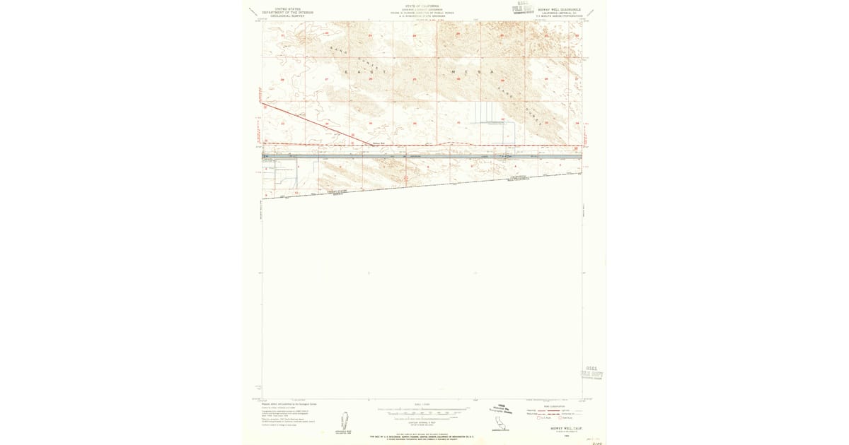 1954 Map of Midway Well, Imperial County, CA — High-Res | Pastmaps