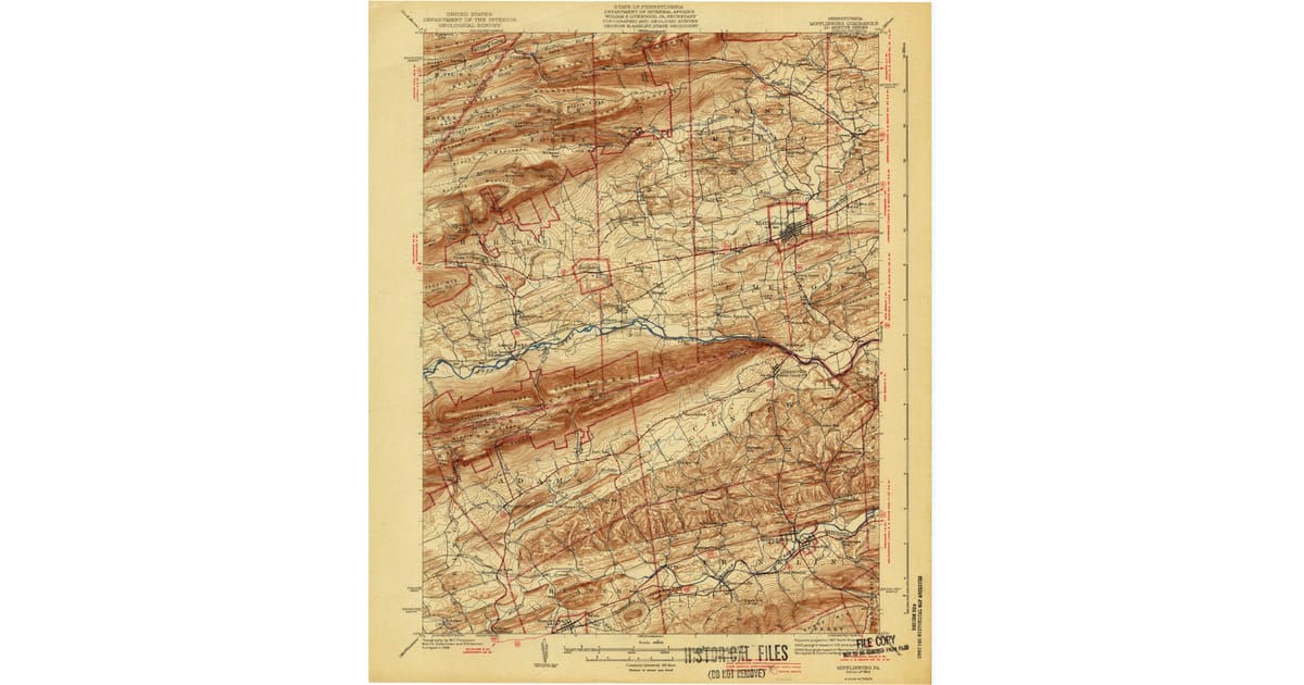 1943 Map of Mifflinburg, PA — High-Res | Pastmaps