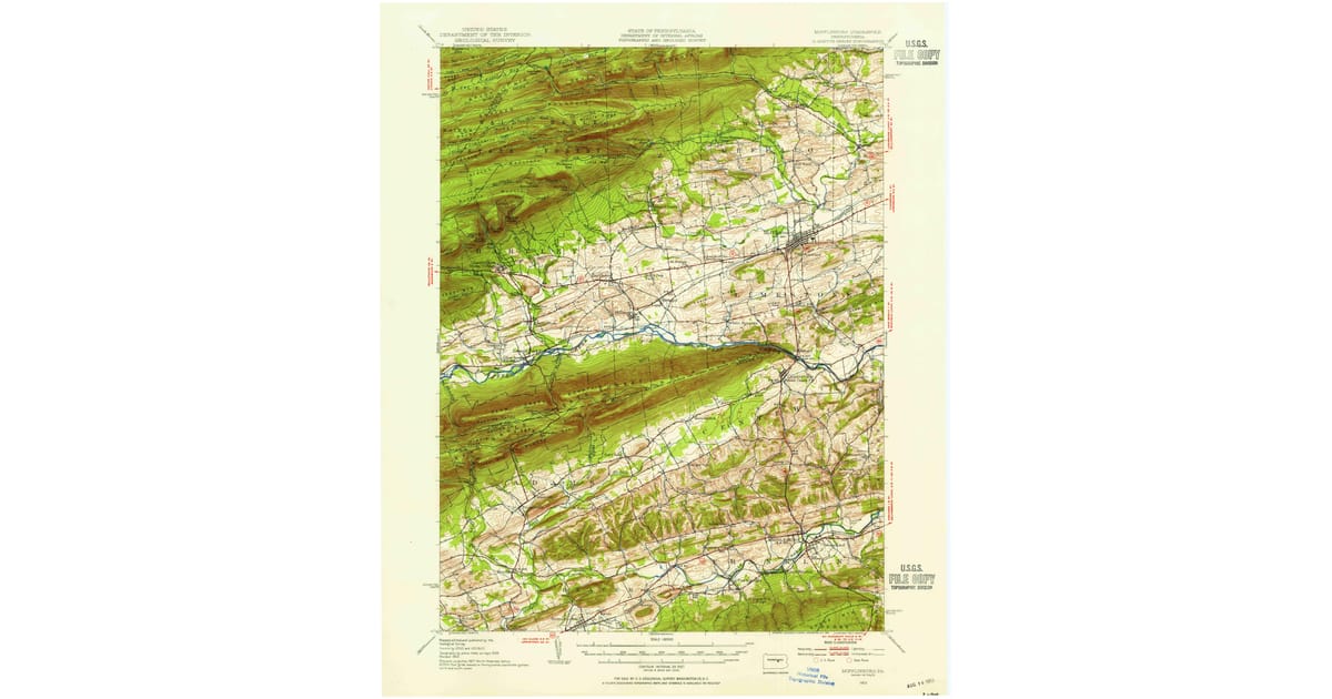 1953 Map of Mifflinburg, PA — High-Res | Pastmaps