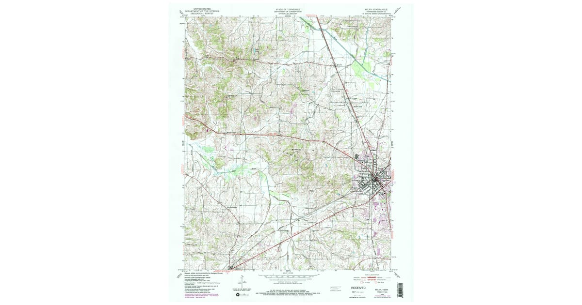 1952 Map of Milan, TN — High-Res, 1983 Print | Pastmaps