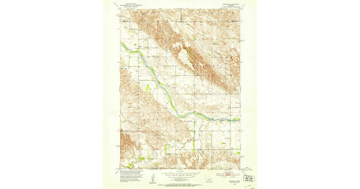1951 Map of Milburn, Custer County, NE — High-Res, 1953 Print #2 | Pastmaps