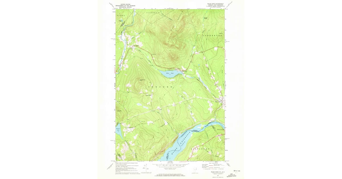 1967 Map of Miles Pond, Essex County, VT — High-Res | Pastmaps