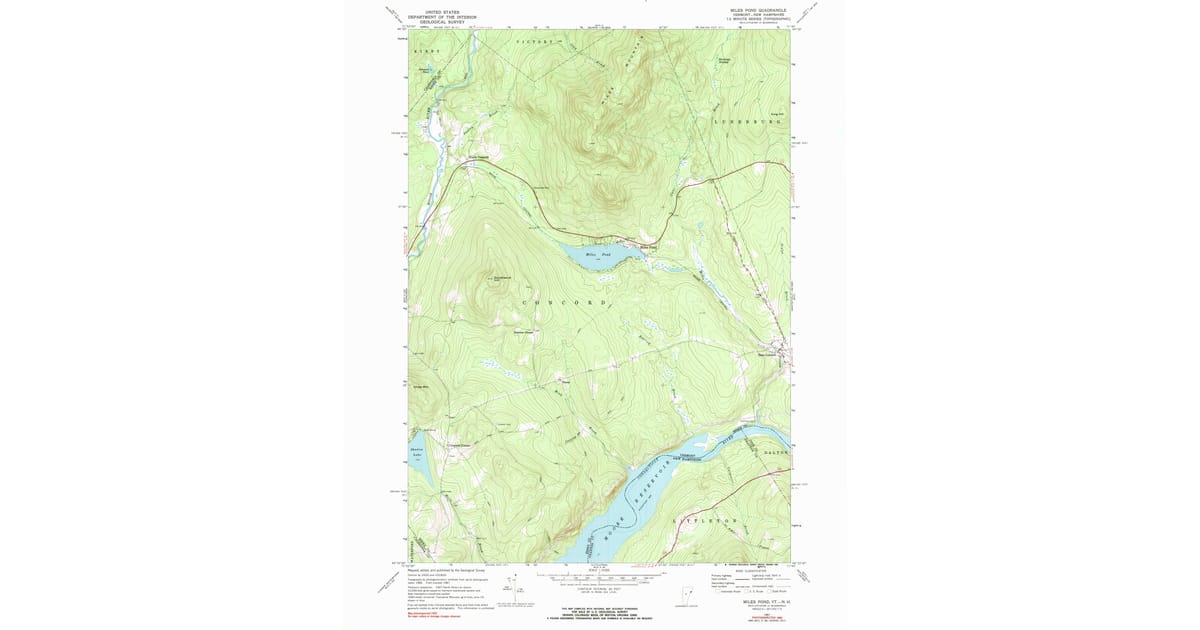 1968 Map of Miles Pond, Essex County, VT — High-Res | Pastmaps
