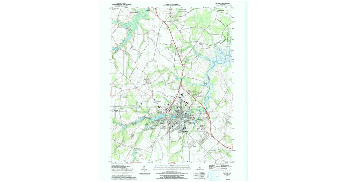 1993 Map of Milford, DE — High-Res | Pastmaps