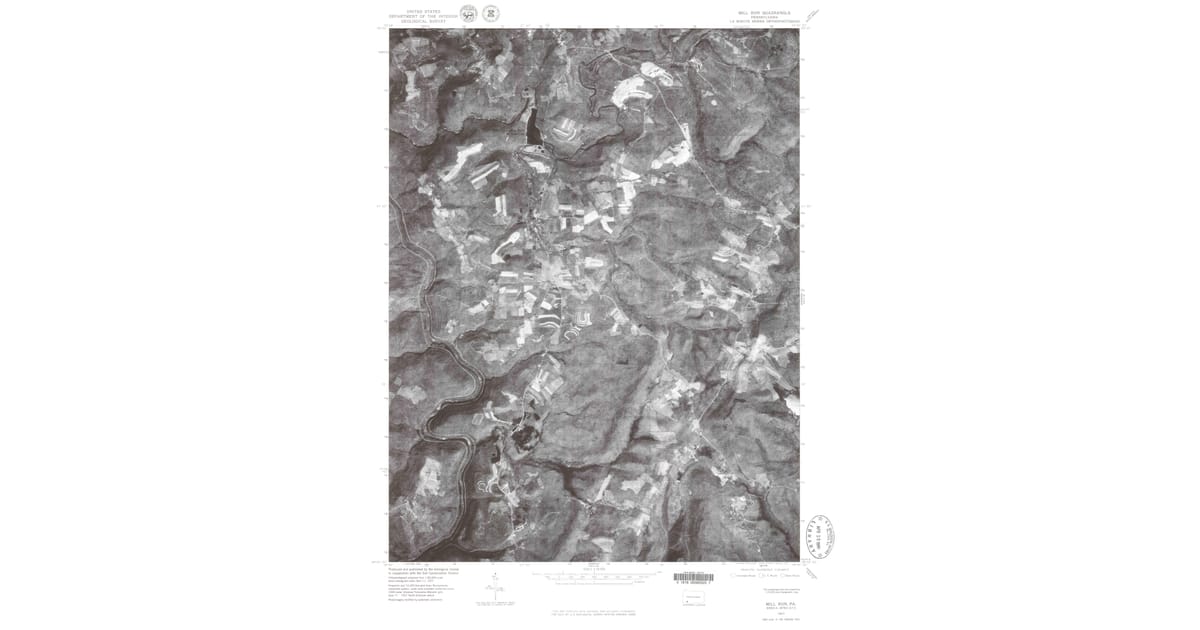 1977 Map of Mill Run, Fayette County, PA — High-Res | Pastmaps