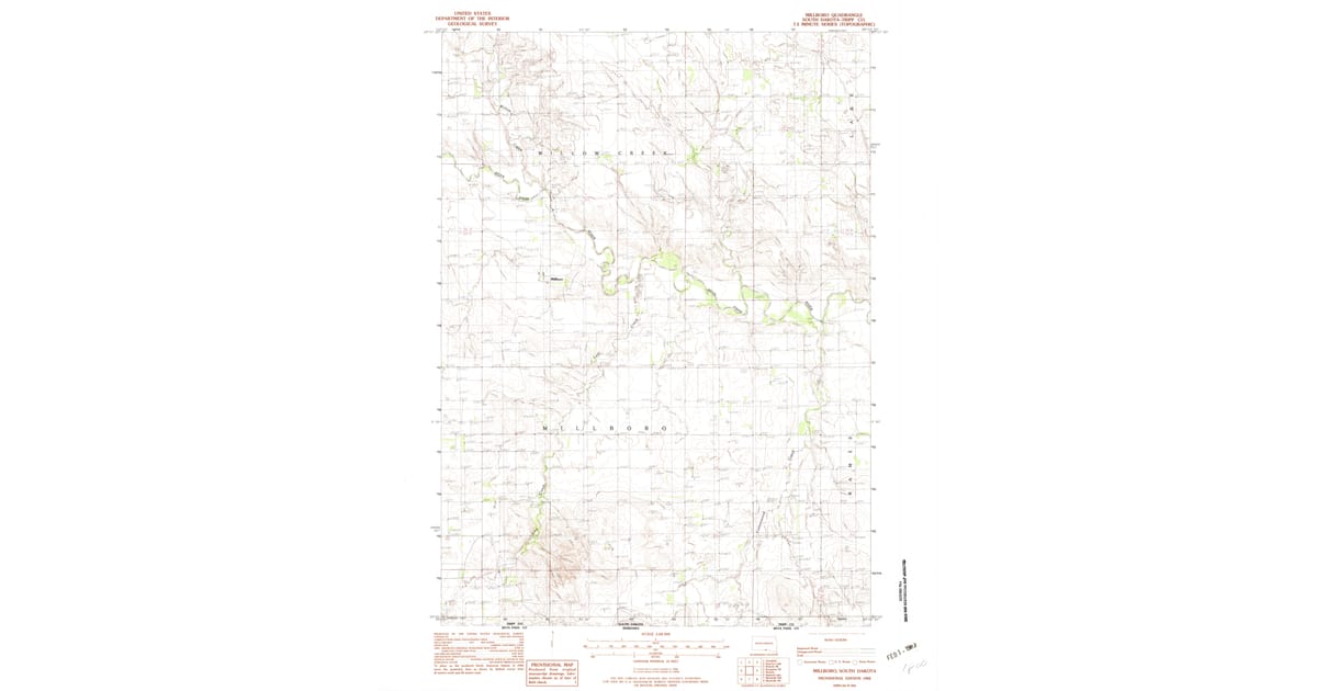 1982 Map of Millboro, Tripp County, SD — High-Res | Pastmaps