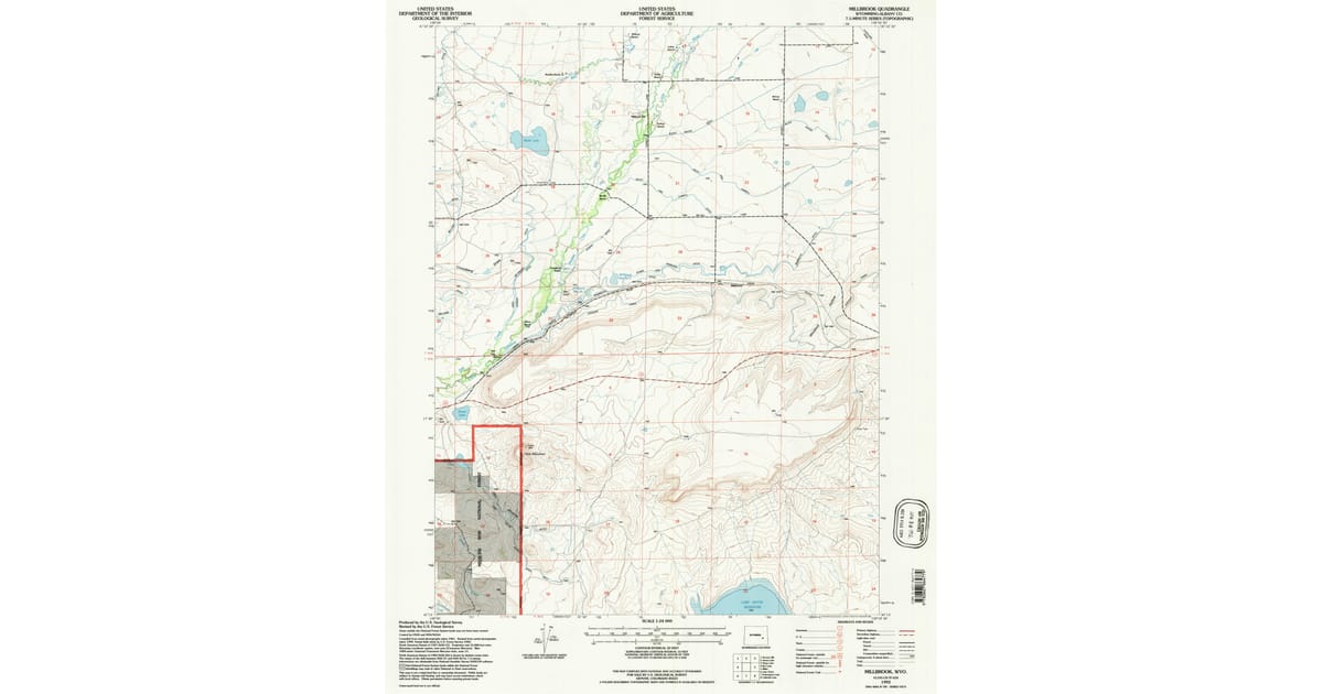 1992 Map of Millbrook, Albany County, WY — High-Res | Pastmaps