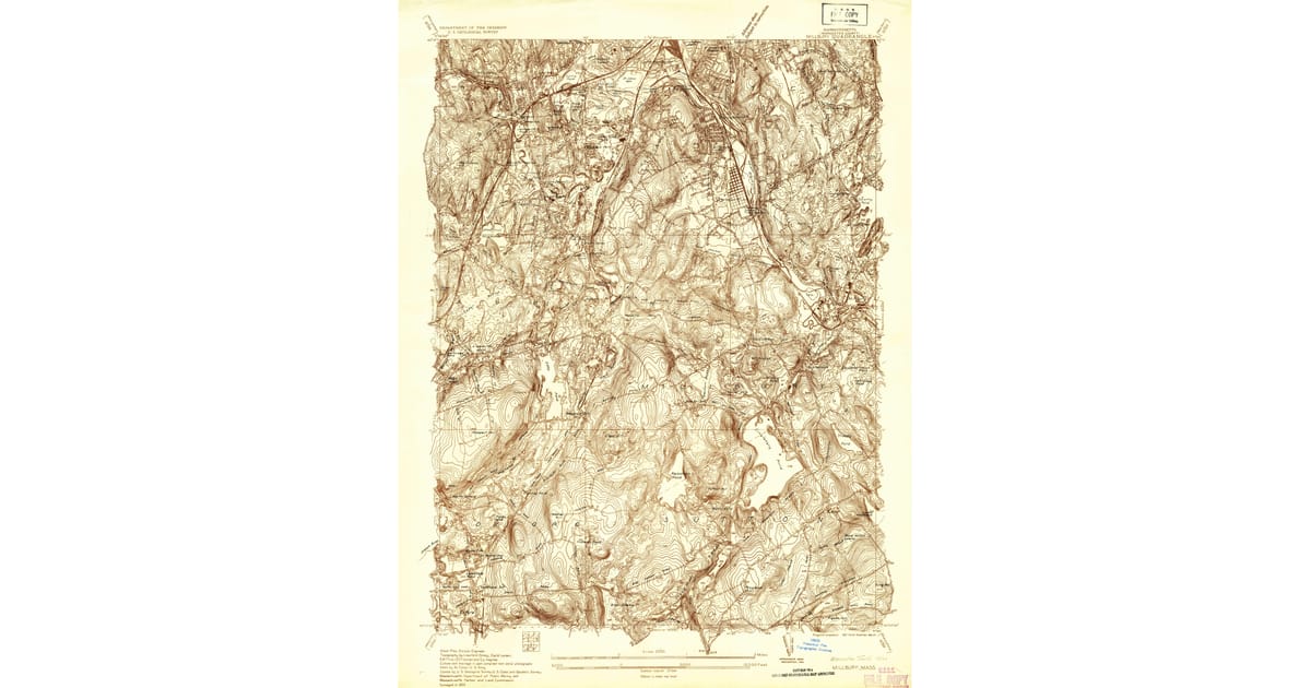 1935 Map of Millbury, Worcester County, MA — High-Res | Pastmaps