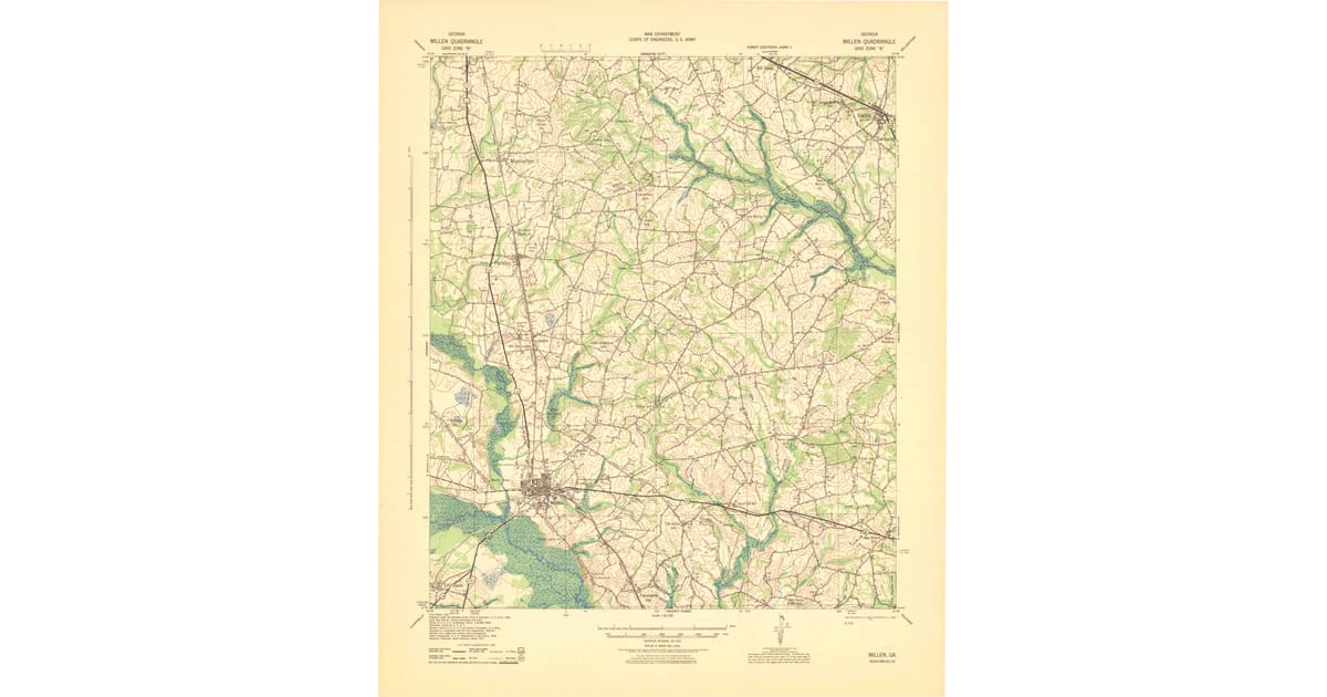1943 Map of Millen, GA — High-Res | Pastmaps