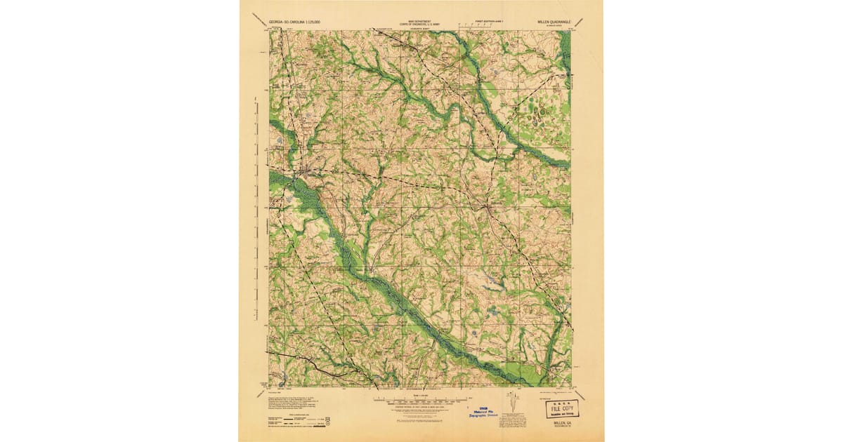 1943 Map of Millen, GA — High-Res | Pastmaps