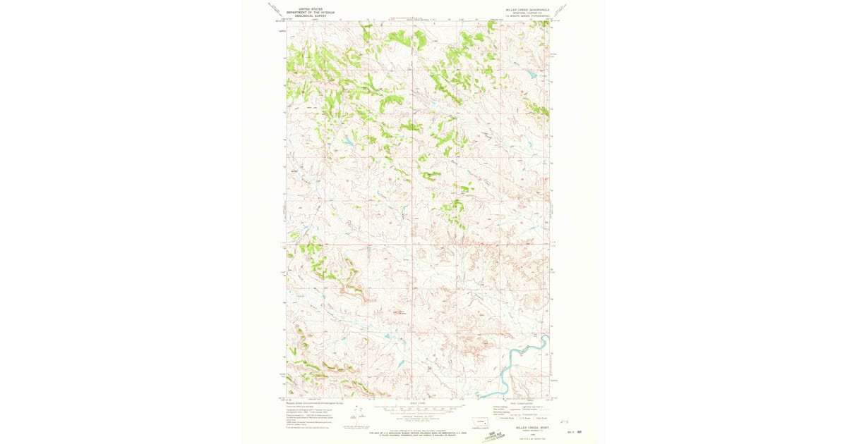 1969 Map of Miller Creek, Custer County, MT — High-Res | Pastmaps