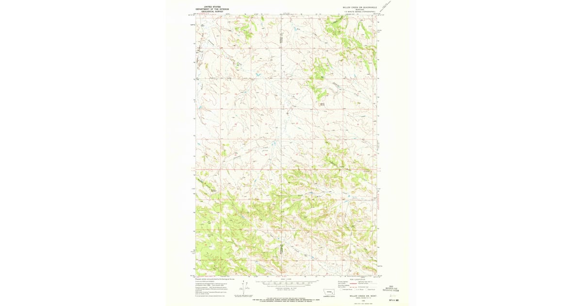 1969 Map of Miller Creek SW, Custer County, MT — High-Res | Pastmaps