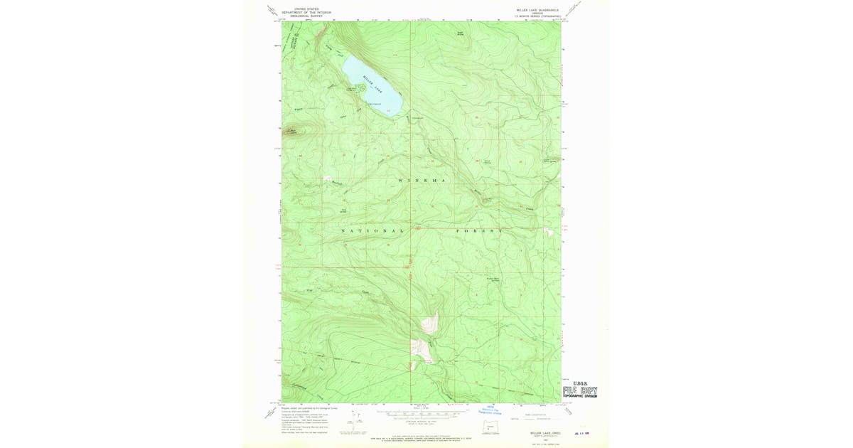 1967 Map of Miller Lake, Klamath County, OR — High-Res | Pastmaps