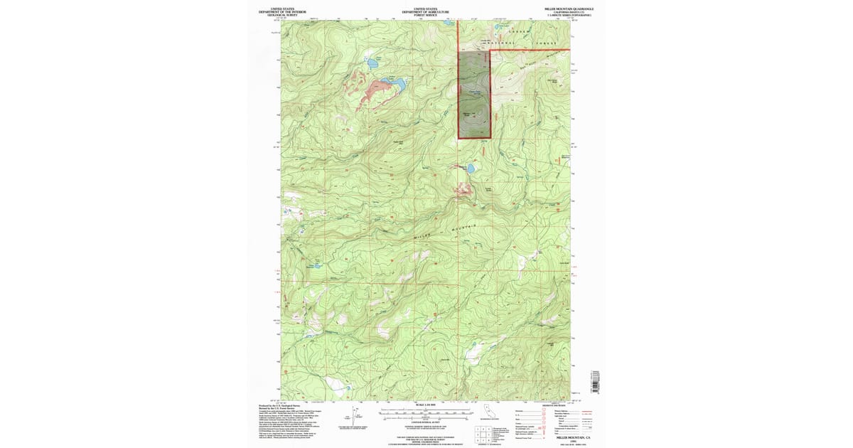 1995 Map of Miller Mountain, Shasta County, CA — High-Res | Pastmaps