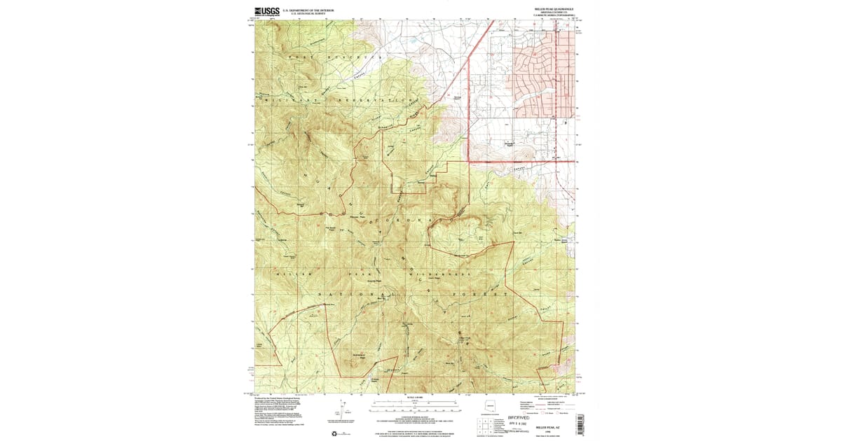 1996 Map of Miller Peak, Cochise County, AZ — High-Res | Pastmaps