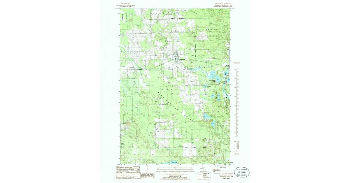 1986 Map of Millersburg, MI — High-Res | Pastmaps