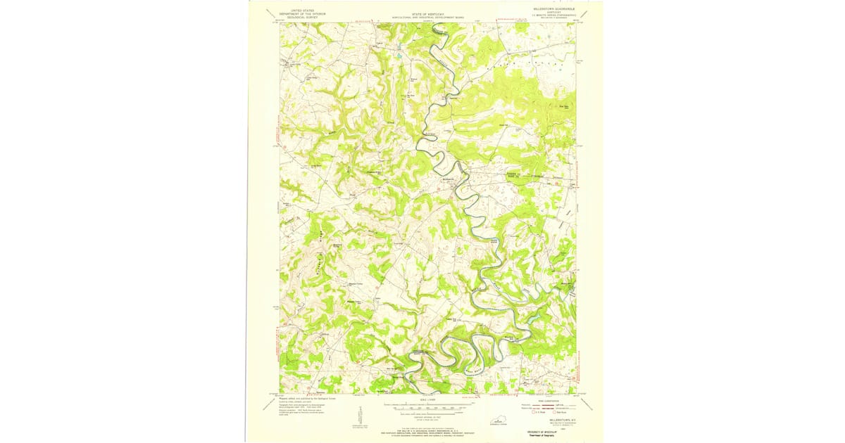 1954 Map of Millerstown, Grayson County, KY — High-Res | Pastmaps