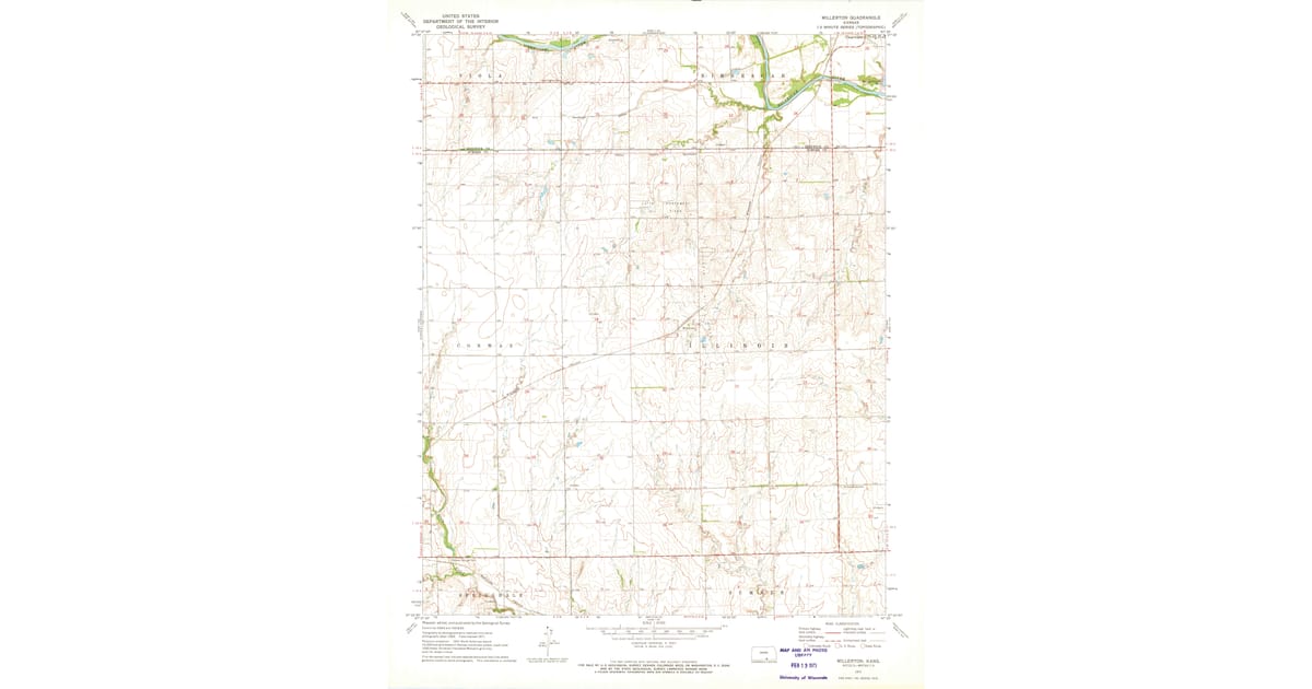 1971 Map of Millerton, Sumner County, KS — High-Res | Pastmaps