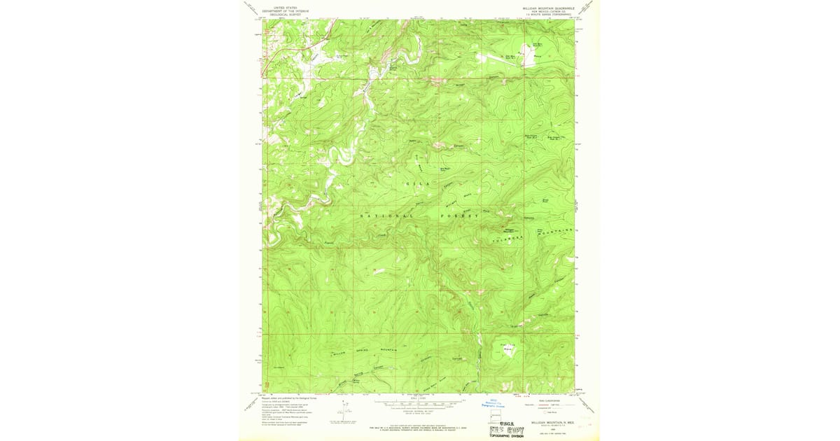 1965 Map of Milligan Mountain, Catron County, NM — High-Res | Pastmaps