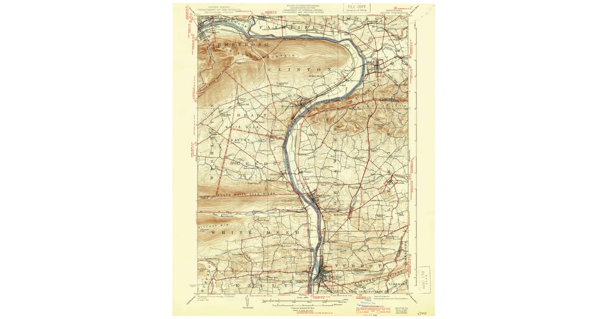 1924 Map of Milton, PA — High-Res, 1944 Print | Pastmaps
