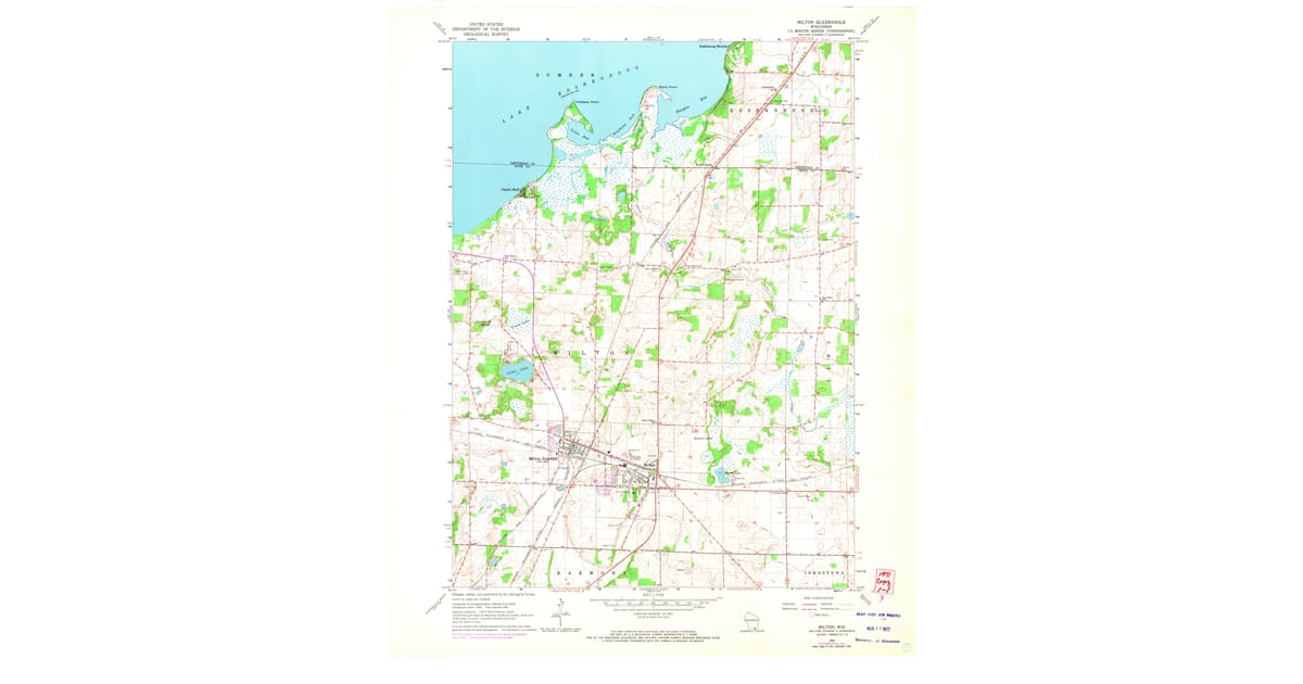 1961 Map of Milton, WI — High-Res, 1972 Print | Pastmaps