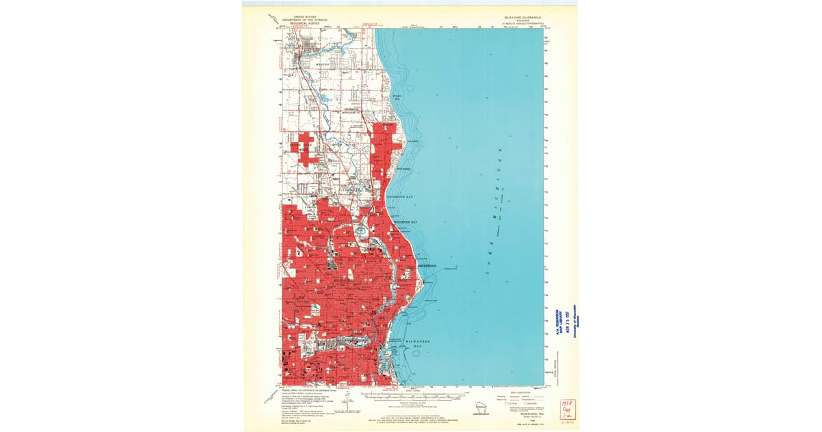 1958 Map of Milwaukee, WI — High-Res, 1966 Print | Pastmaps