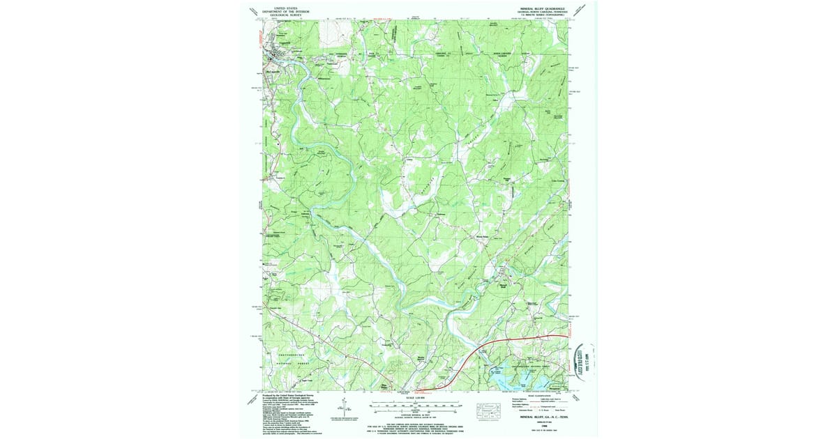 1988 Map of Mineral Bluff, GA — High-Res | Pastmaps