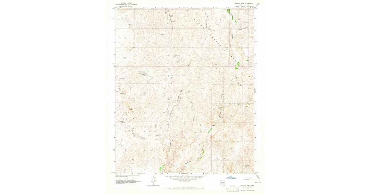 1964 Map of Mineral Mtn, Pinal County, AZ — High-Res | Pastmaps
