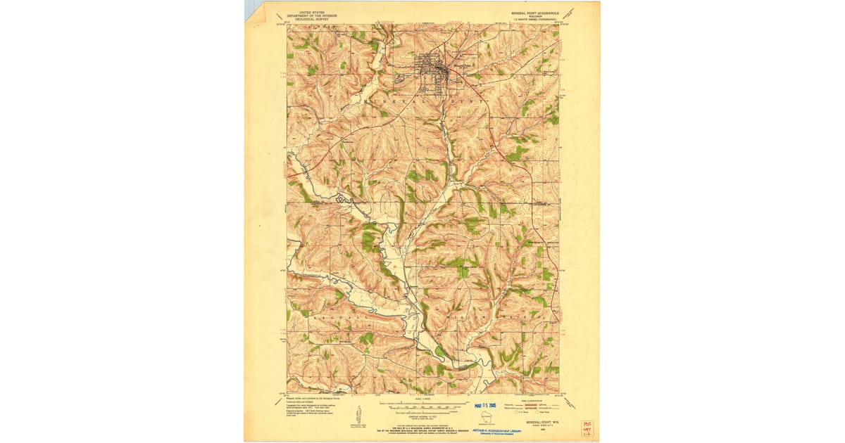 1952 Map of Mineral Point, WI — High-Res | Pastmaps