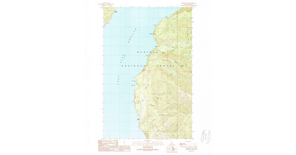 1989 Map of Minerva Peak, Bonner County, ID — High-Res | Pastmaps