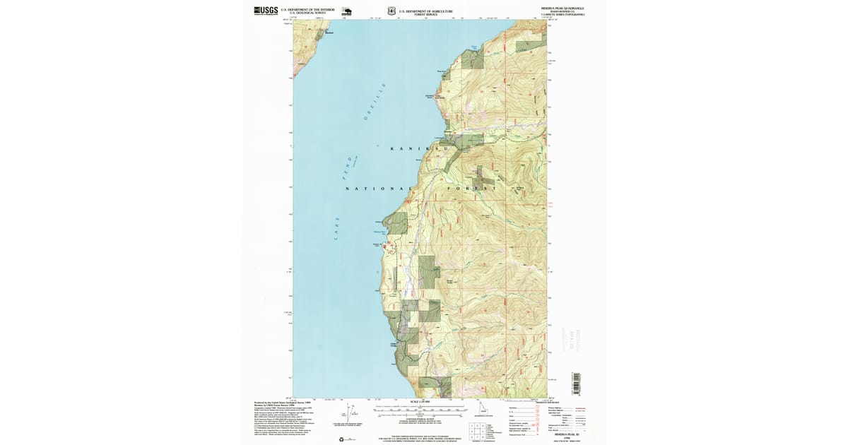 1996 Map of Minerva Peak, Bonner County, ID — High-Res | Pastmaps
