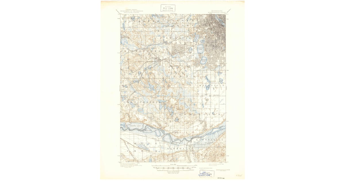 1901 Map of Minneapolis, MN — High-Res, 1946 Print | Pastmaps
