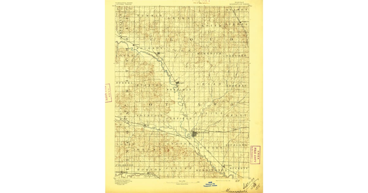 Old Maps of Lindsey, KS for Hiking & Exploration | Pastmaps